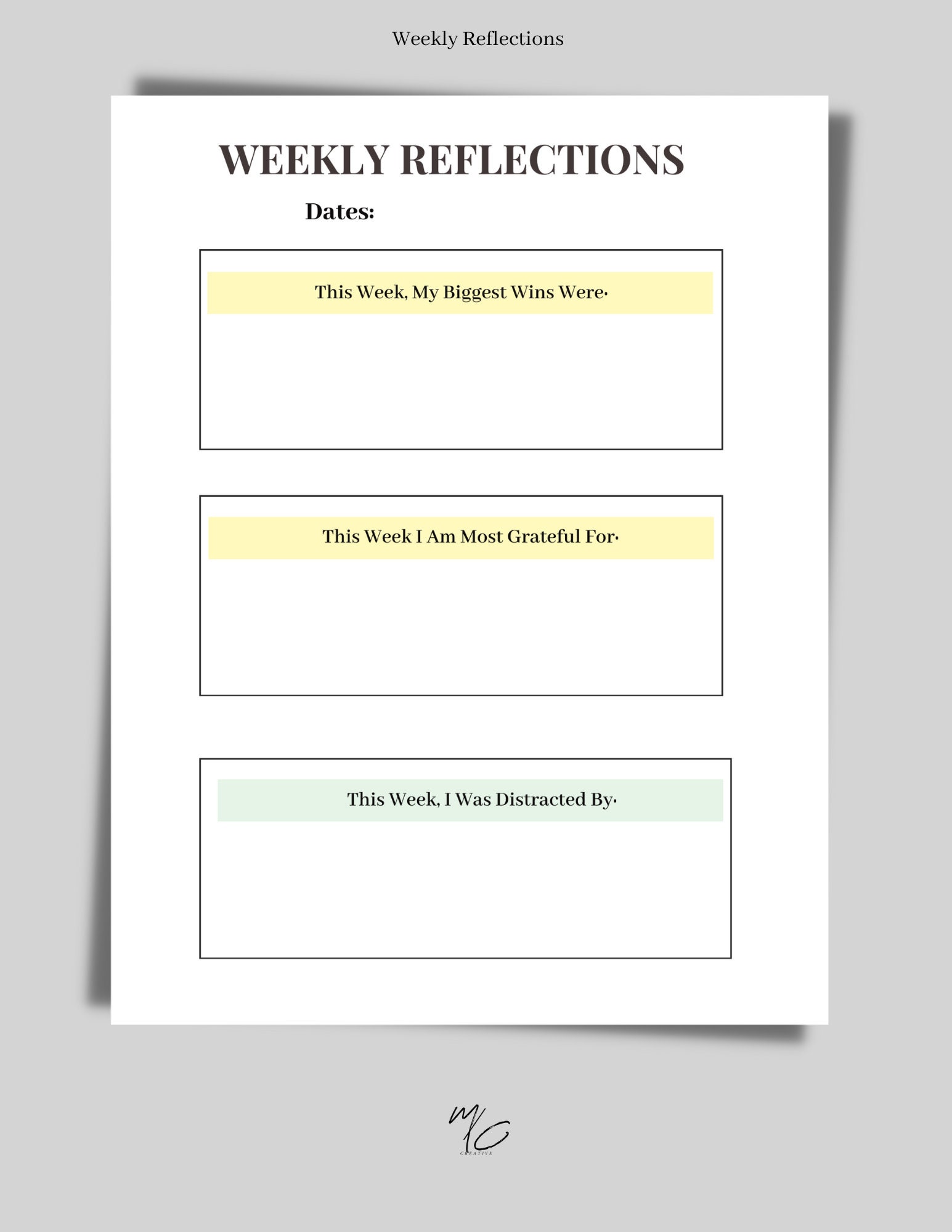 Weekly Reflections Template - Etsy