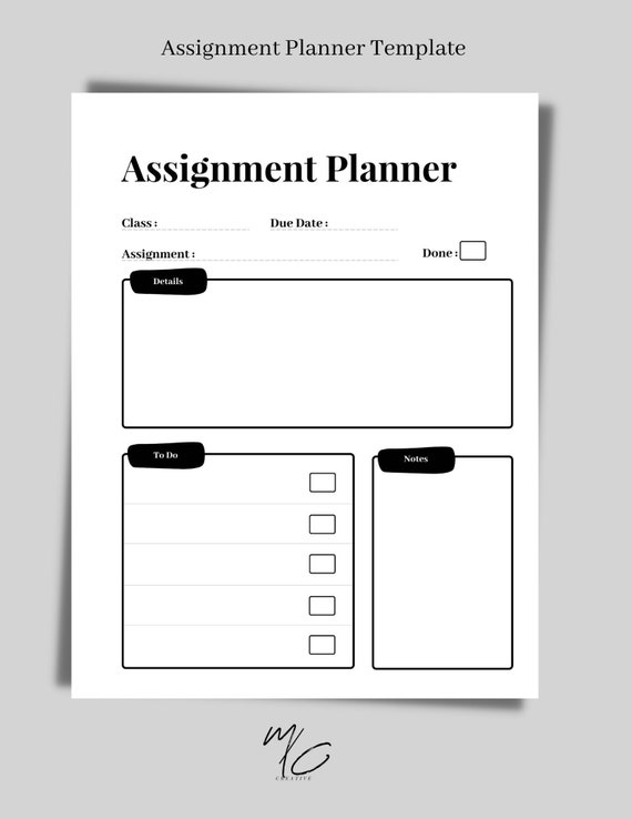 Assignment Planner Template - Etsy