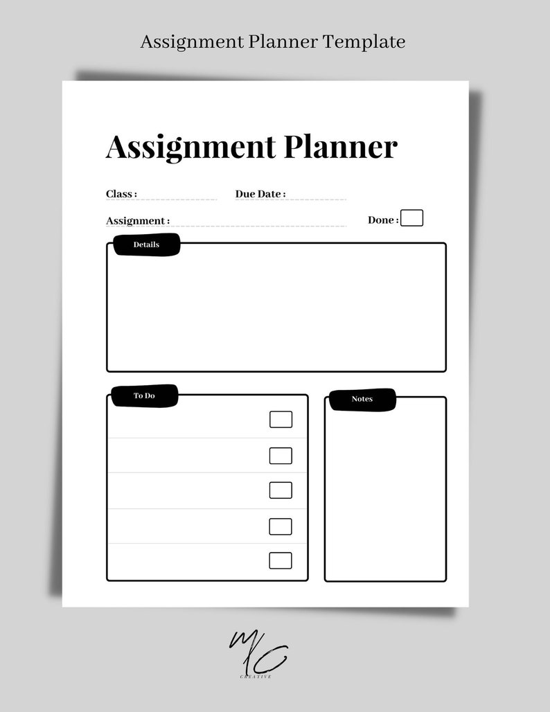 Assignment Planner Template - Etsy