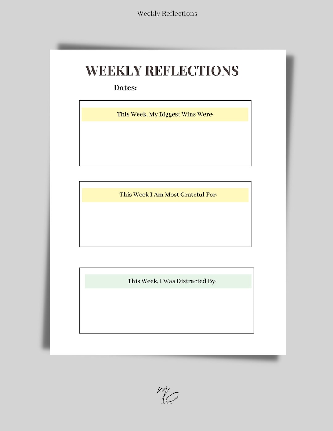 Weekly Reflections Template - Etsy