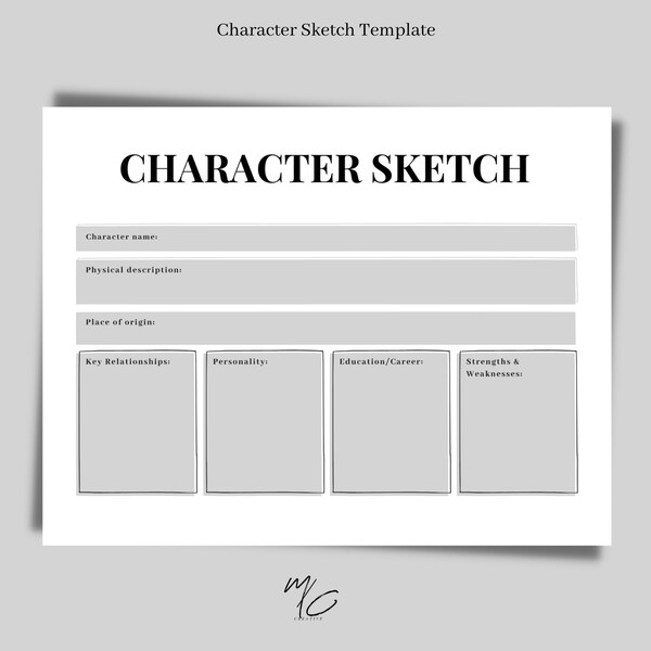 Character Sketch Template - Etsy