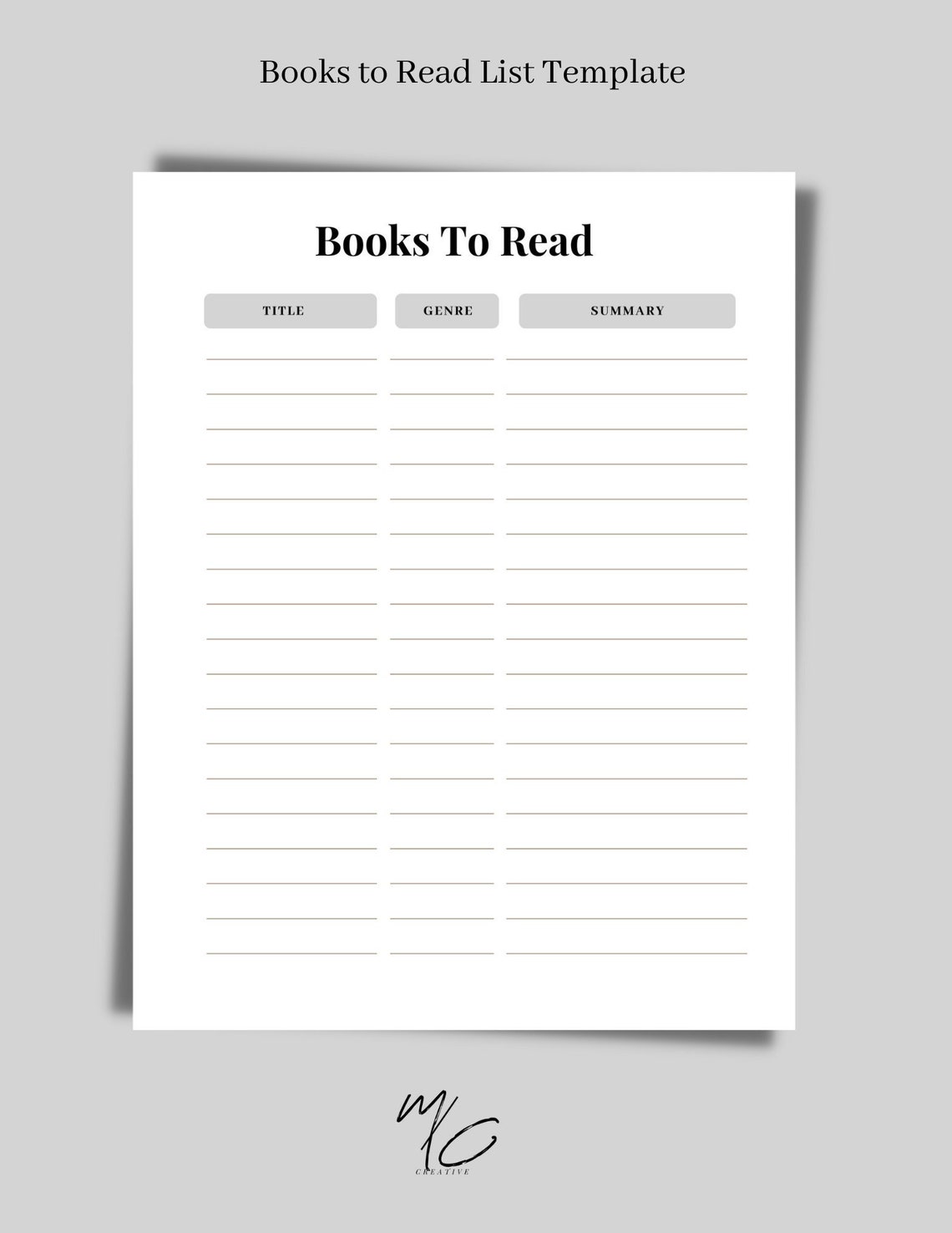 Books to Read List Template - Etsy