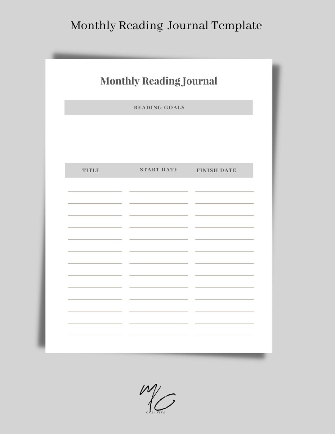 Monthly Reading Journal - Etsy