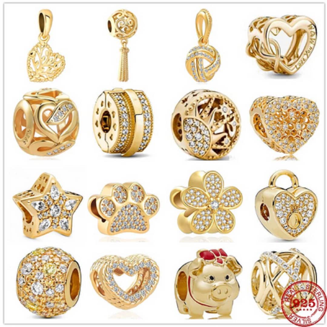 Reflexion Charms Pandora Charm Gold Shine Clip Charm Heart - Etsy