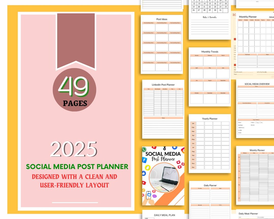 Social Media Content Planner | Printable Post Calendar for Instagram ...