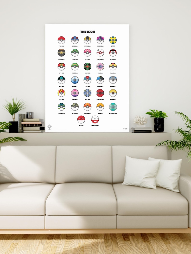 Pokéball Print | Minimalist Anime Gamer Wall Art (digital Download) - Etsy