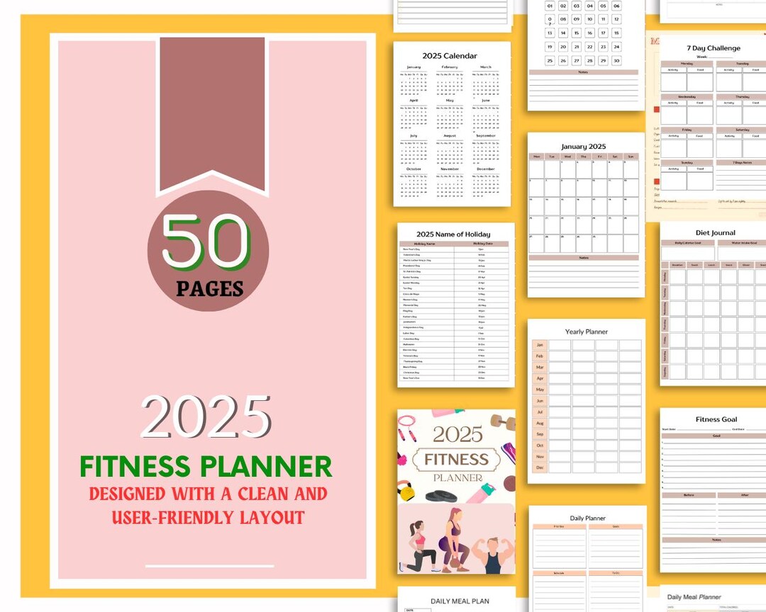 Fitness Planner, Exercise Planner, Fitness Journal, Workout Tracker ...