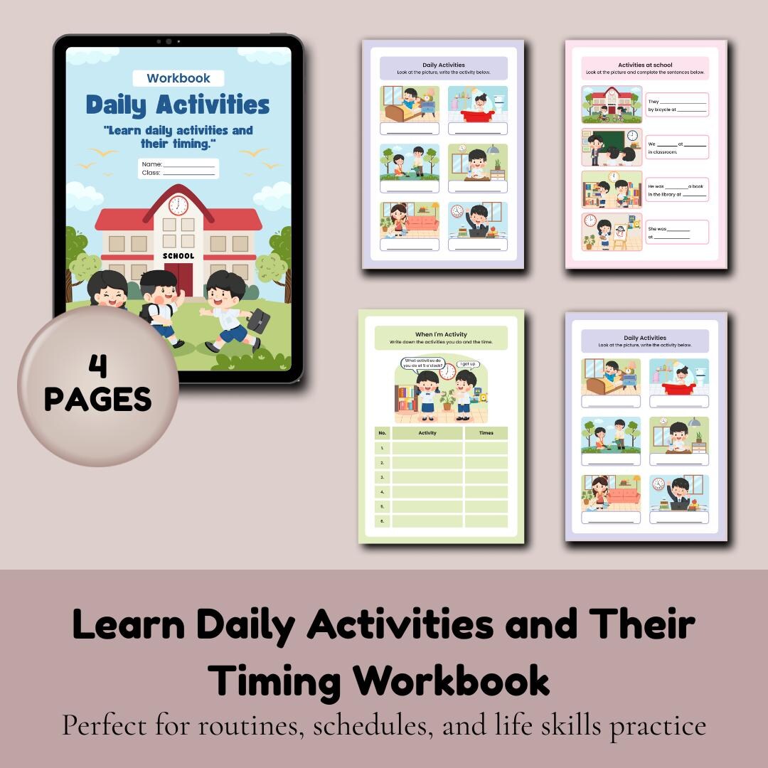 Learn Daily Activities and Their Timing Workbook | Daily Routine ...