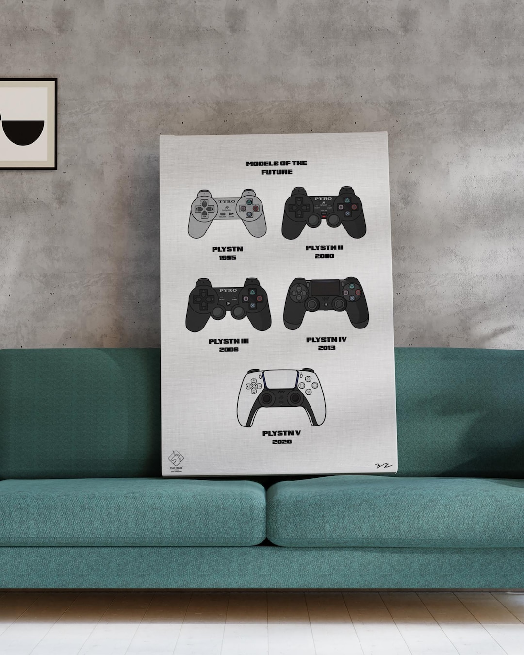 PS Controller Evolution Wall Art | Gaming Room Poster | Video Game ...