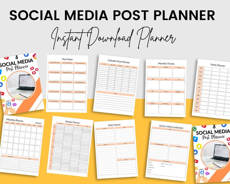 Social Media Content Planner | Printable Post Calendar for Instagram ...