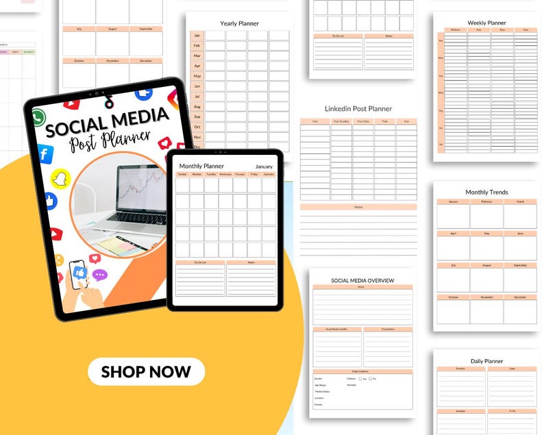 Social Media Content Planner | Printable Post Calendar for Instagram ...