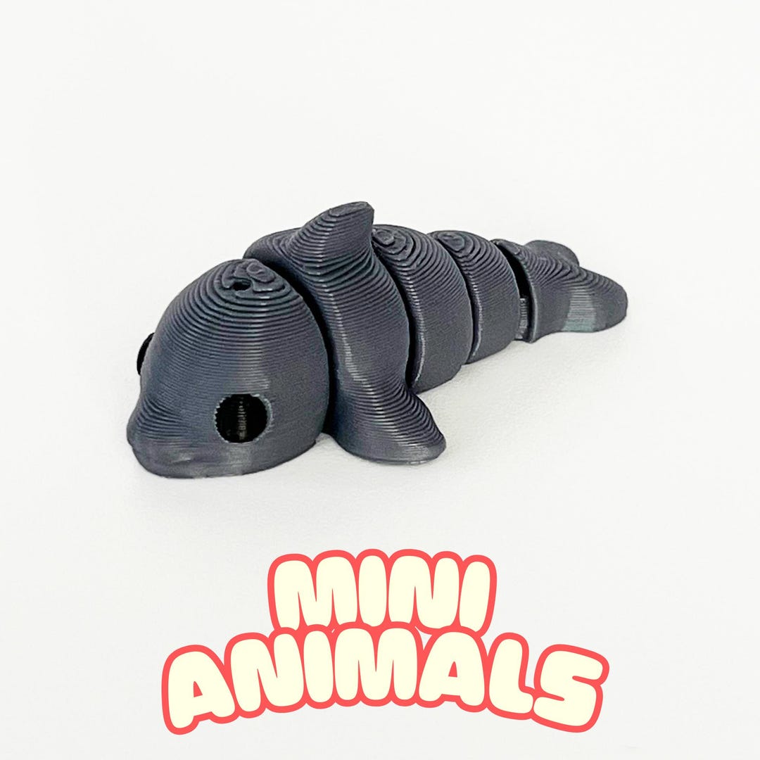 3D Printed Dolphin Articulating Mini Animals - Cute Posable Fidget Toys ...
