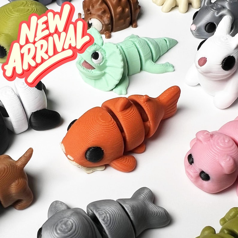 3D Printed Orange Koi Fish Articulating Mini Animals - Cute Posable ...