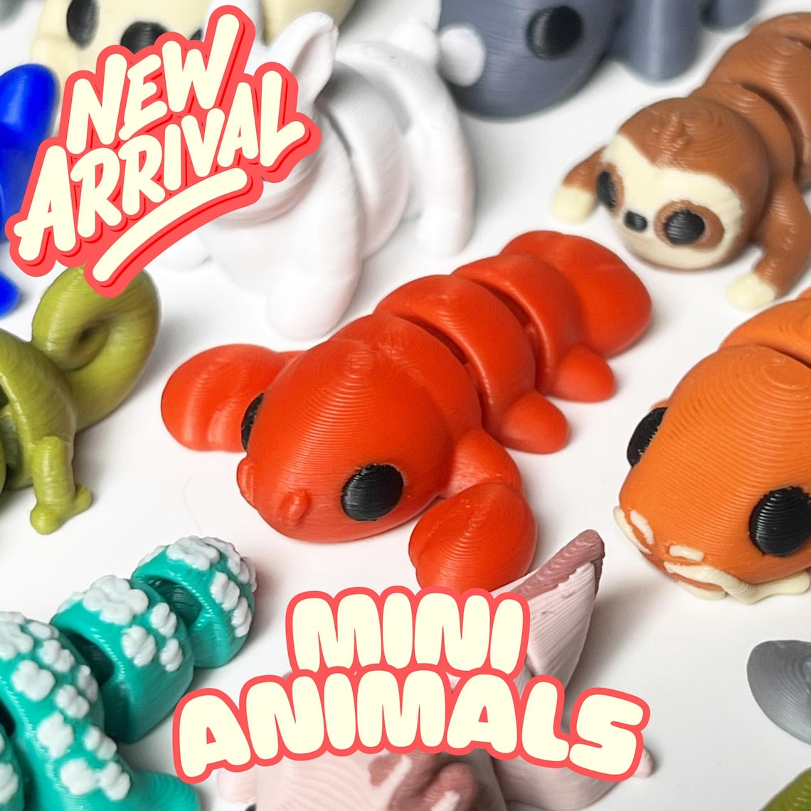 3D Printed Lobster Articulating Mini Animals - Cute Posable Fidget Toys ...