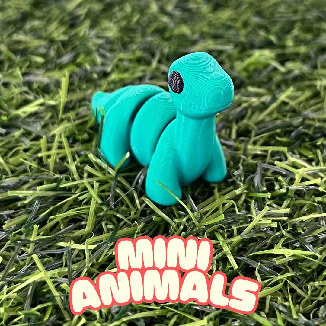 3D Printed Teal Dinosaur Articulating Mini Animals - Cute Posable ...
