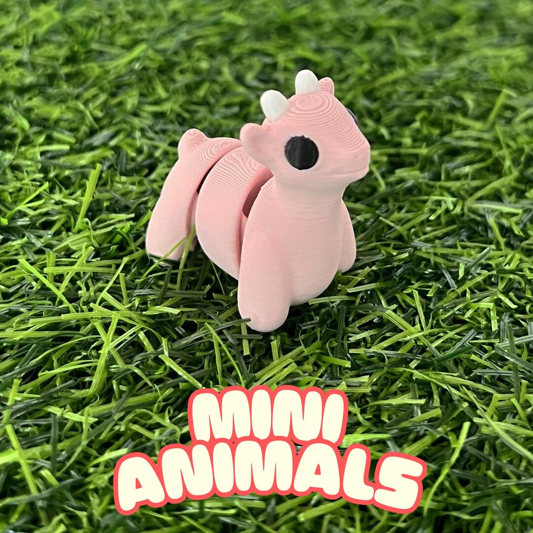 3D Printed Pink Goat Articulating Mini Animals - Cute Posable Fidget ...