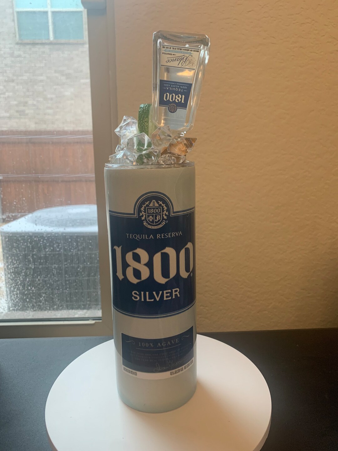 1800 Sliver Tequila Tumbler W Lime Ice Topper - Etsy