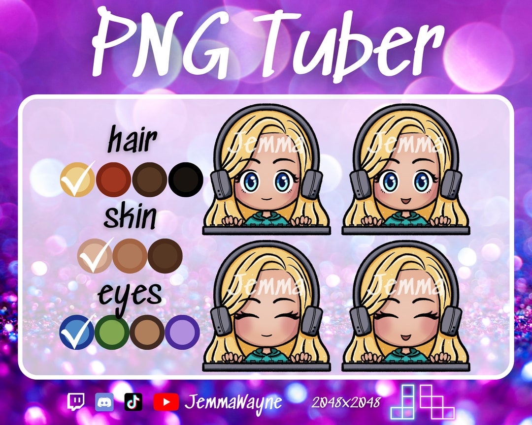 Pngtuber Blonde Hair, Blue Eyed Gamer Girl for Streaming, Gaming ...