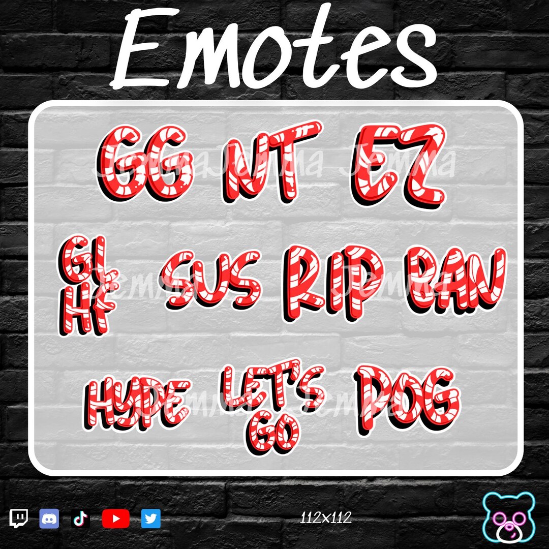 Candy Cane Christmas Emotes Set | Festive Streamer Emotes for Twitch ...