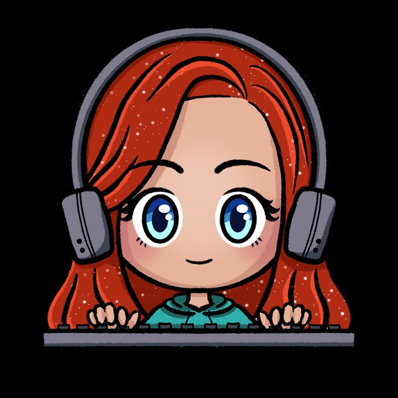 Pngtuber Red Head, Blue Eyed Gamer Girl for Streaming, Gaming, Discord ...