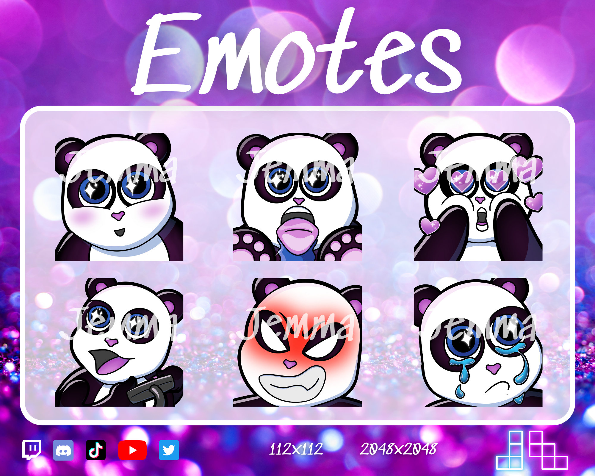 Panda Emotes para Twitch, Discord, YouTube/Streamers, Streaming, Gamer ...