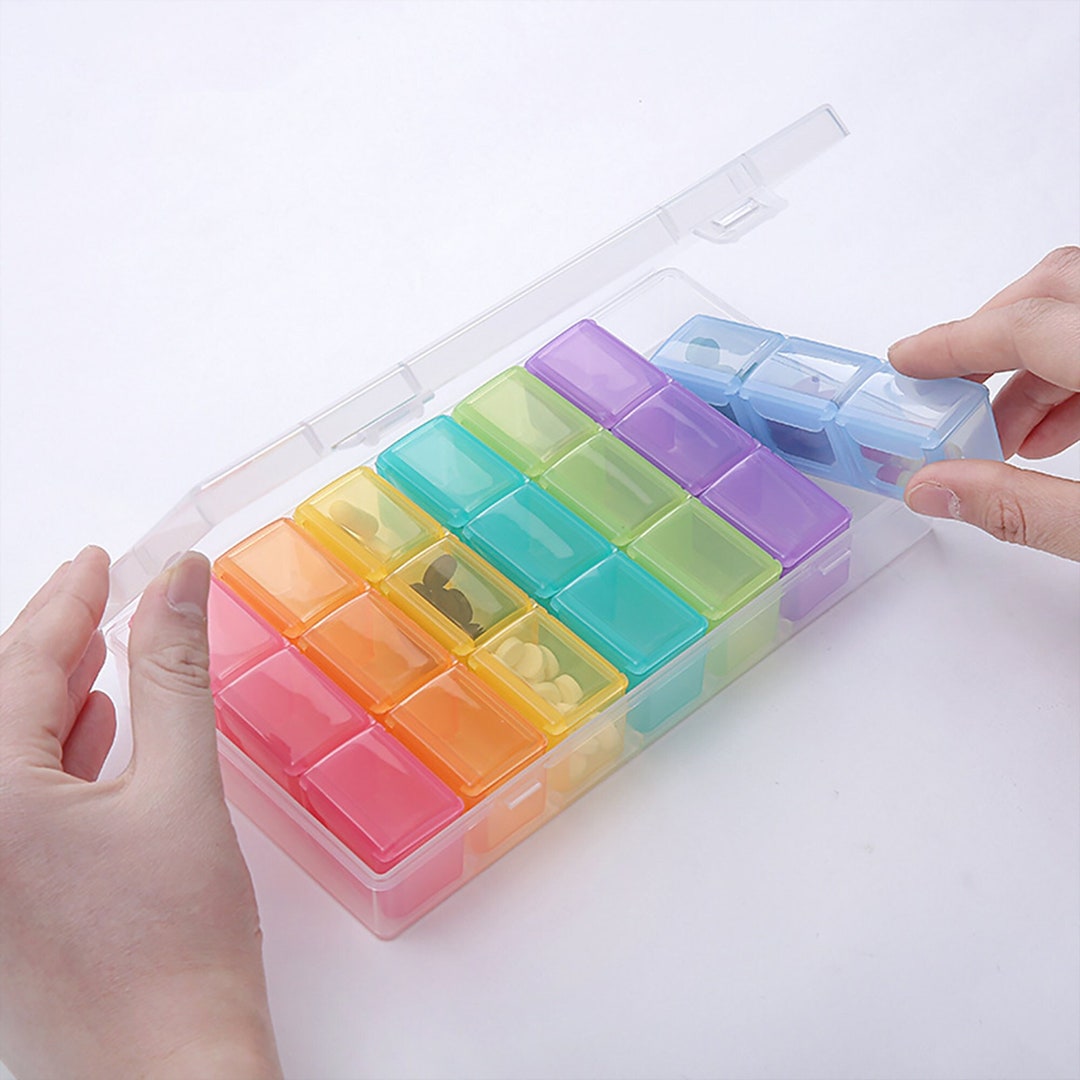 High-capacity Pill Box/portable Pill Case/21 Grids Pill Box/ Medicine ...