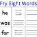 100 Printable Fry Hundred Sight Words, Kindergarten Sight Word, First ...