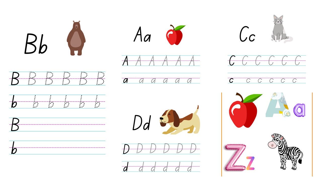 A - Z Handwriting Practice, Homeschool Learning, Elementary Writing ...