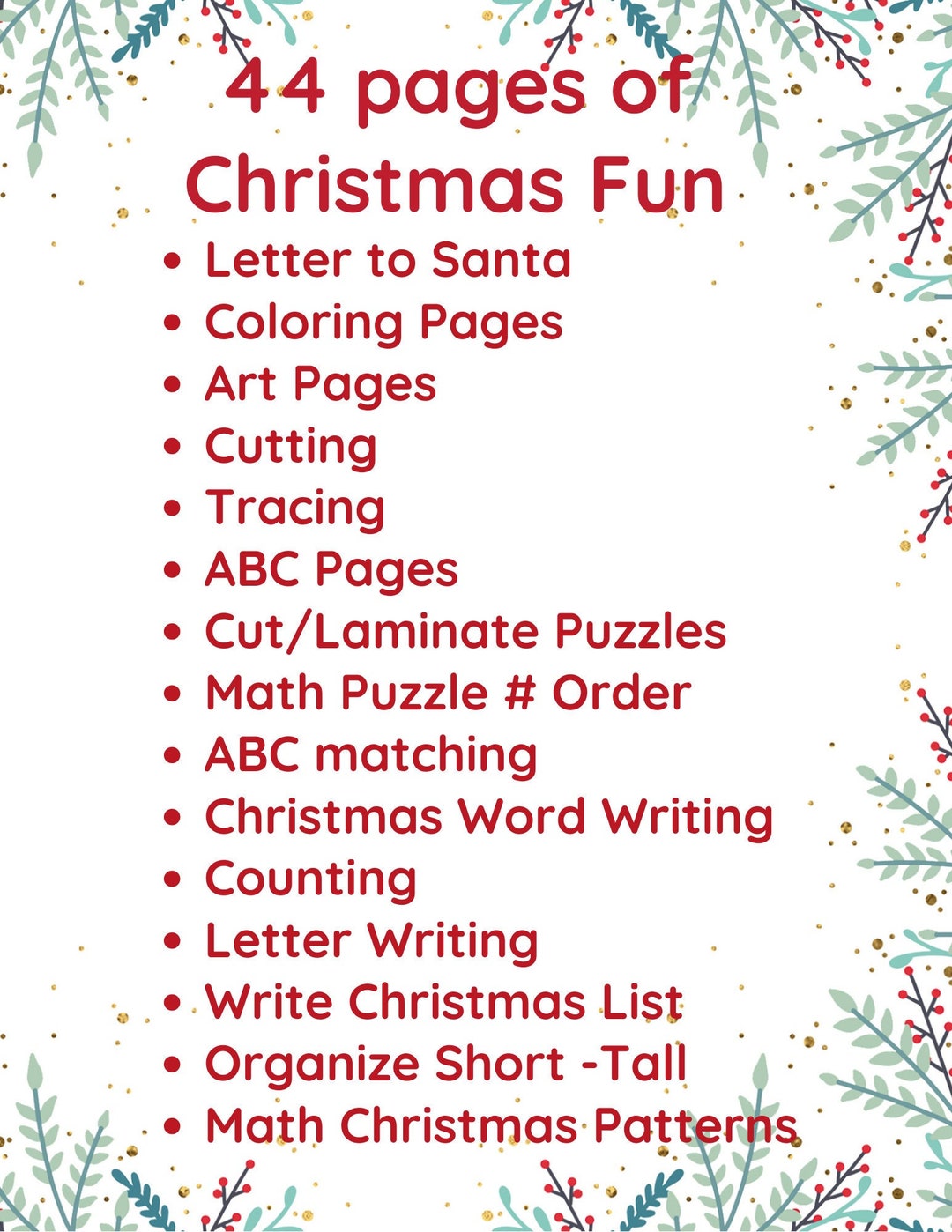 44 Pages Digital Download Christmas Themed Learning Activity, Preschool ...