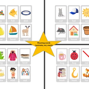 Rhyming Matching Words / Rhyming Cards / Matching Game / Preschool ...