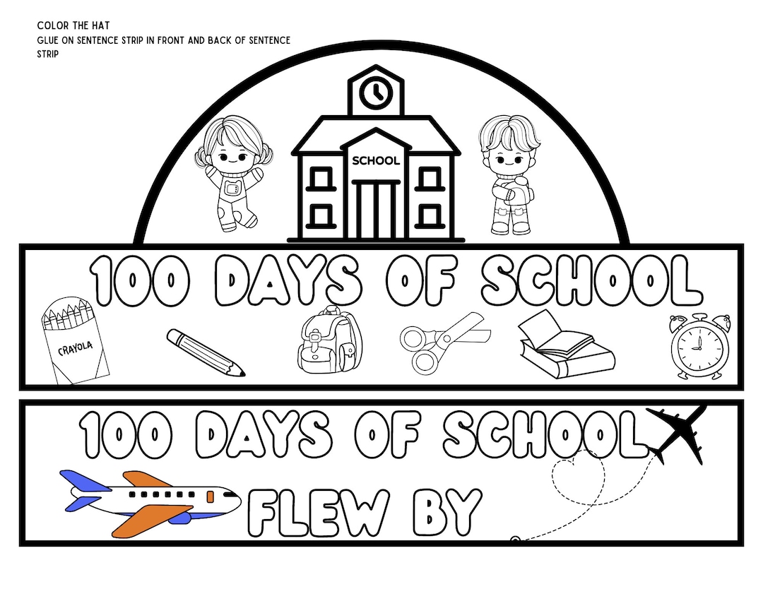 100 Days of School, Printable Hat, Printable Kids Craft, Kids Headband ...