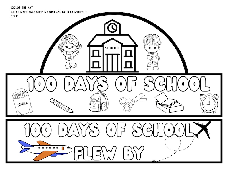 100 Days of School, Printable Hat, Printable Kids Craft, Kids Headband ...