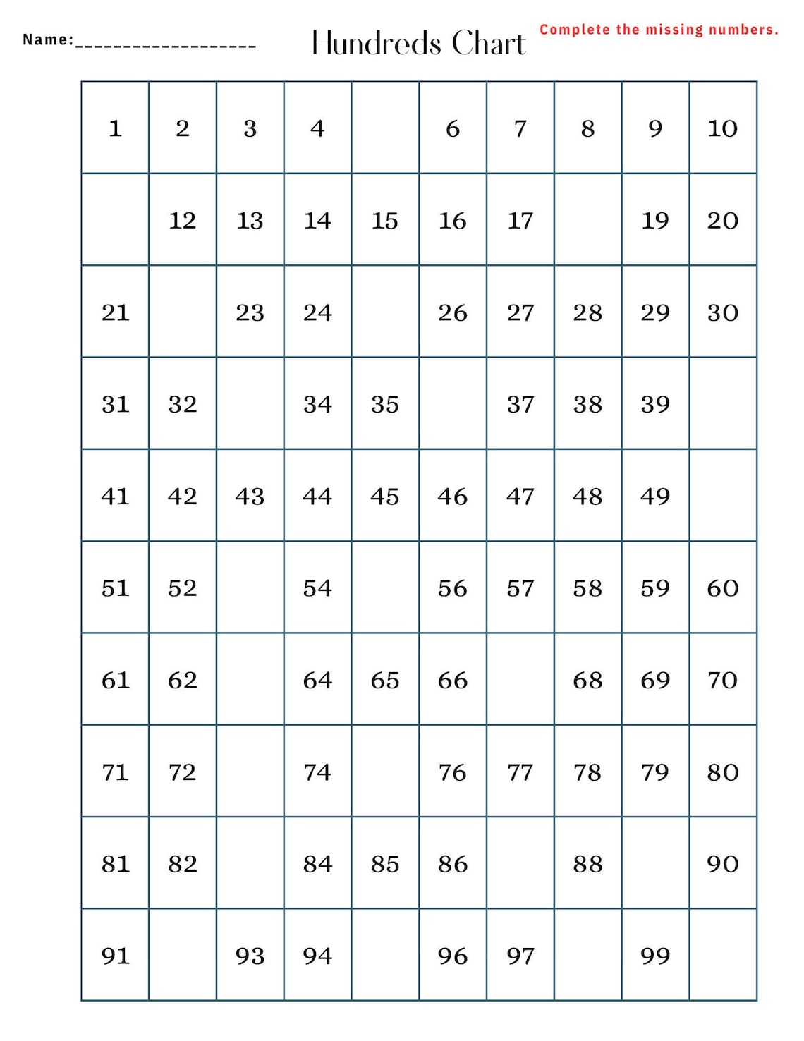 100 Printable Missing Numbers Worksheets / 120 Printable Missing ...