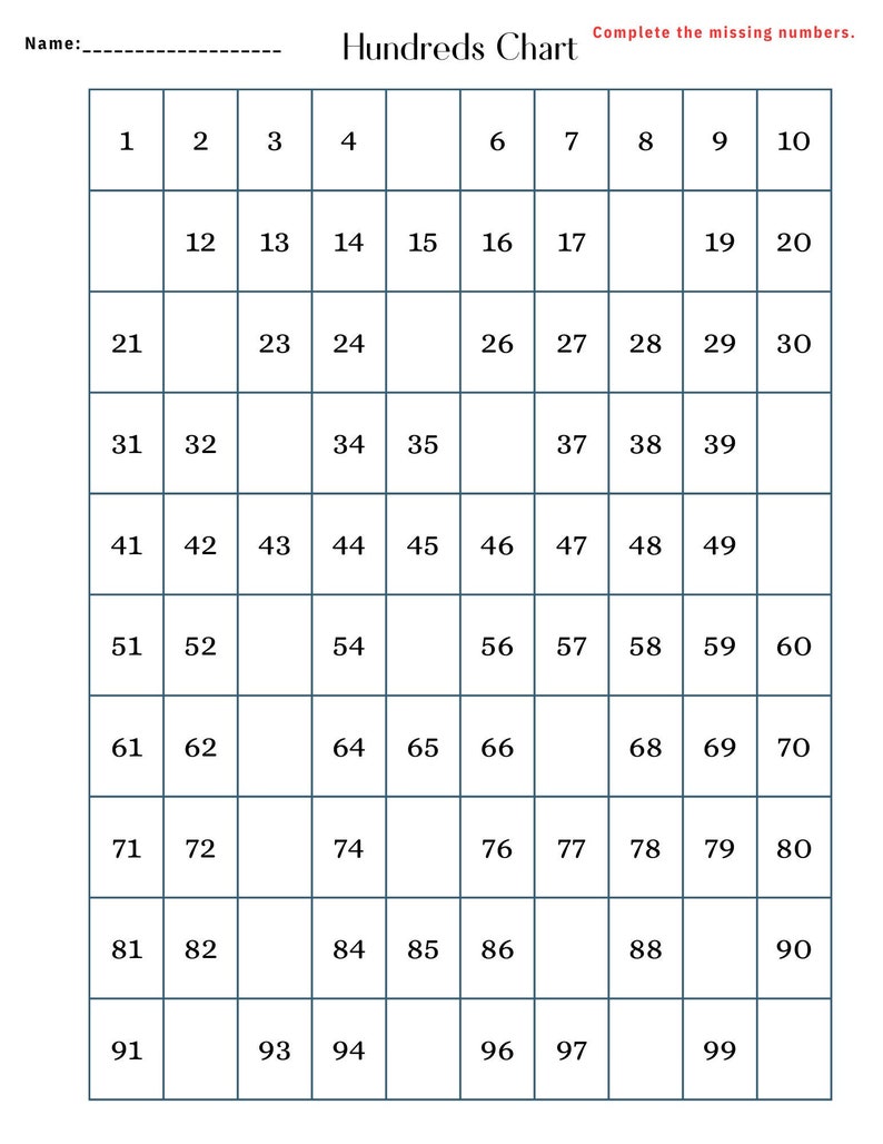 100 Printable Missing Numbers Worksheets / 120 Printable Missing ...