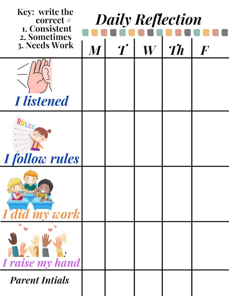 Daily Folder Reflection Template, How Was Your Day, Behavior Chart - Etsy
