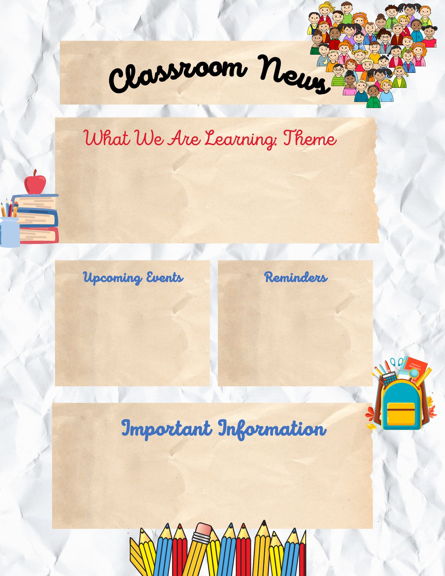 Classroom Newsletter, Template, Childcare, Homeschool, Elementary ...