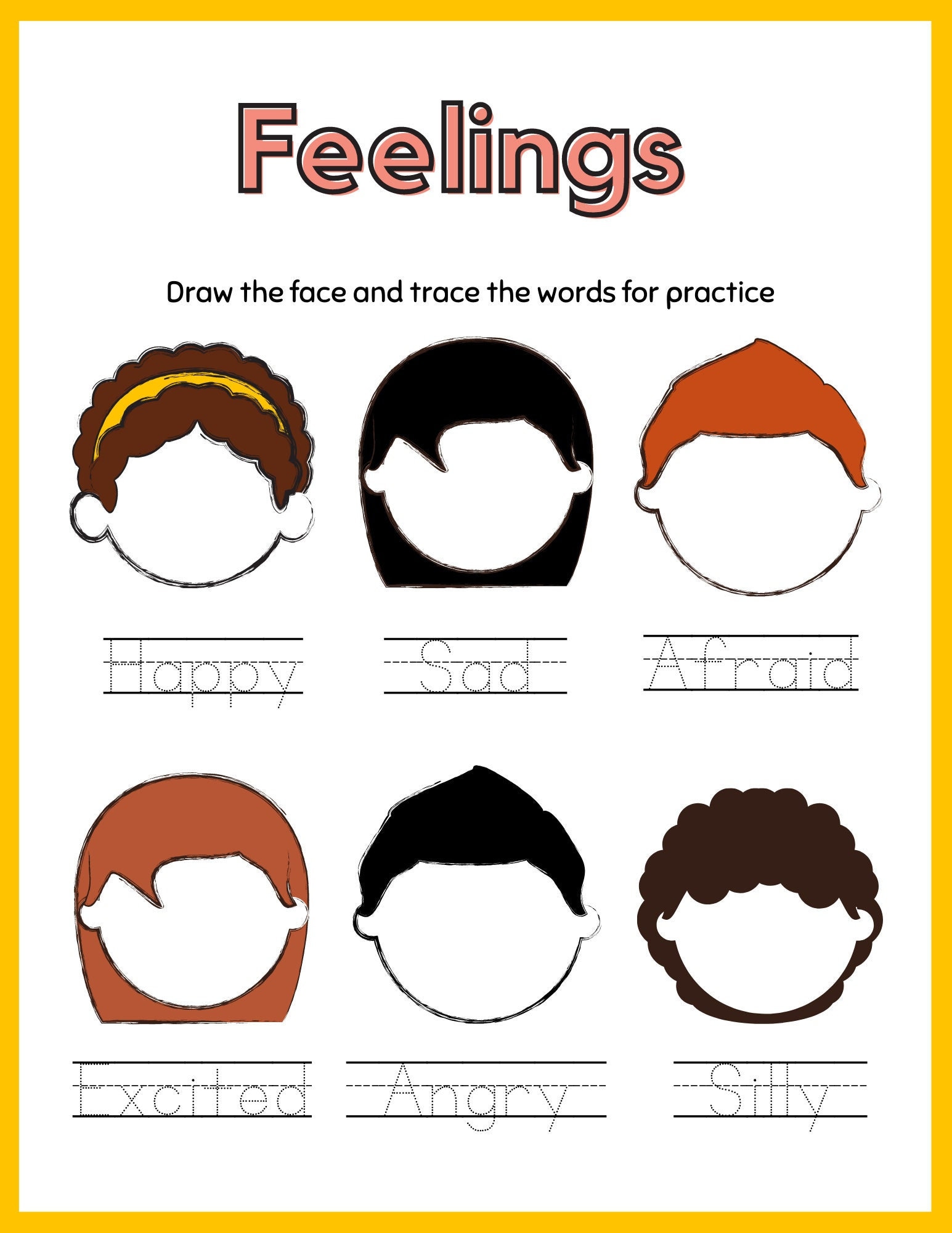 Feelings, All About Me, Pre Kindergarten Worksheet, Kindergarten ...