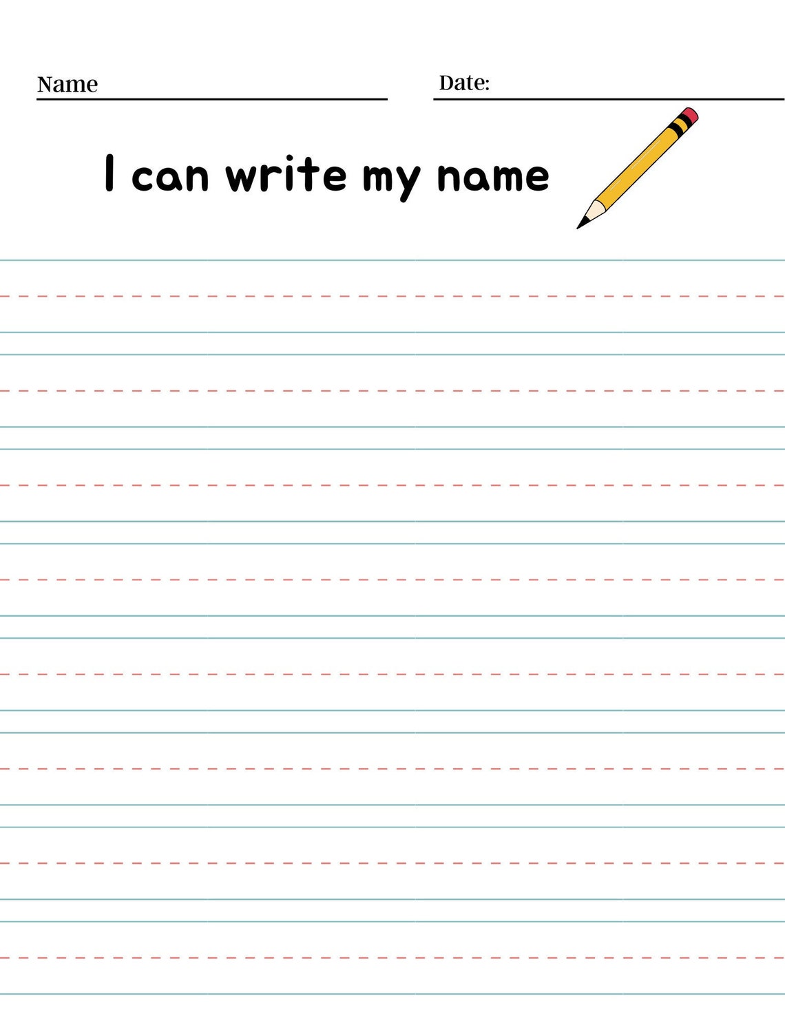 Name Writing Practice Paper, Primary Writing, Homeschool, Childcare ...