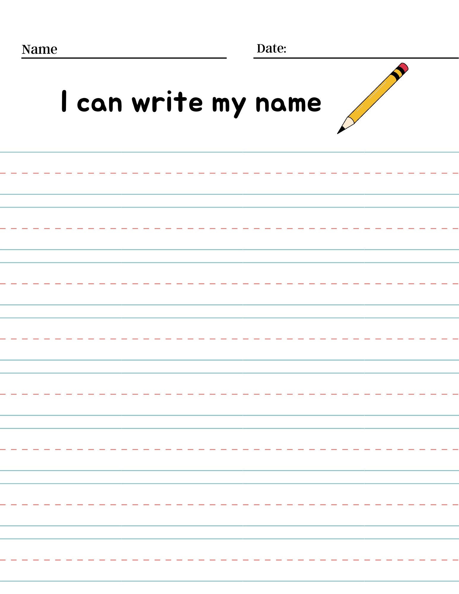 Name Writing Practice Paper, Primary Writing, Homeschool, Childcare ...