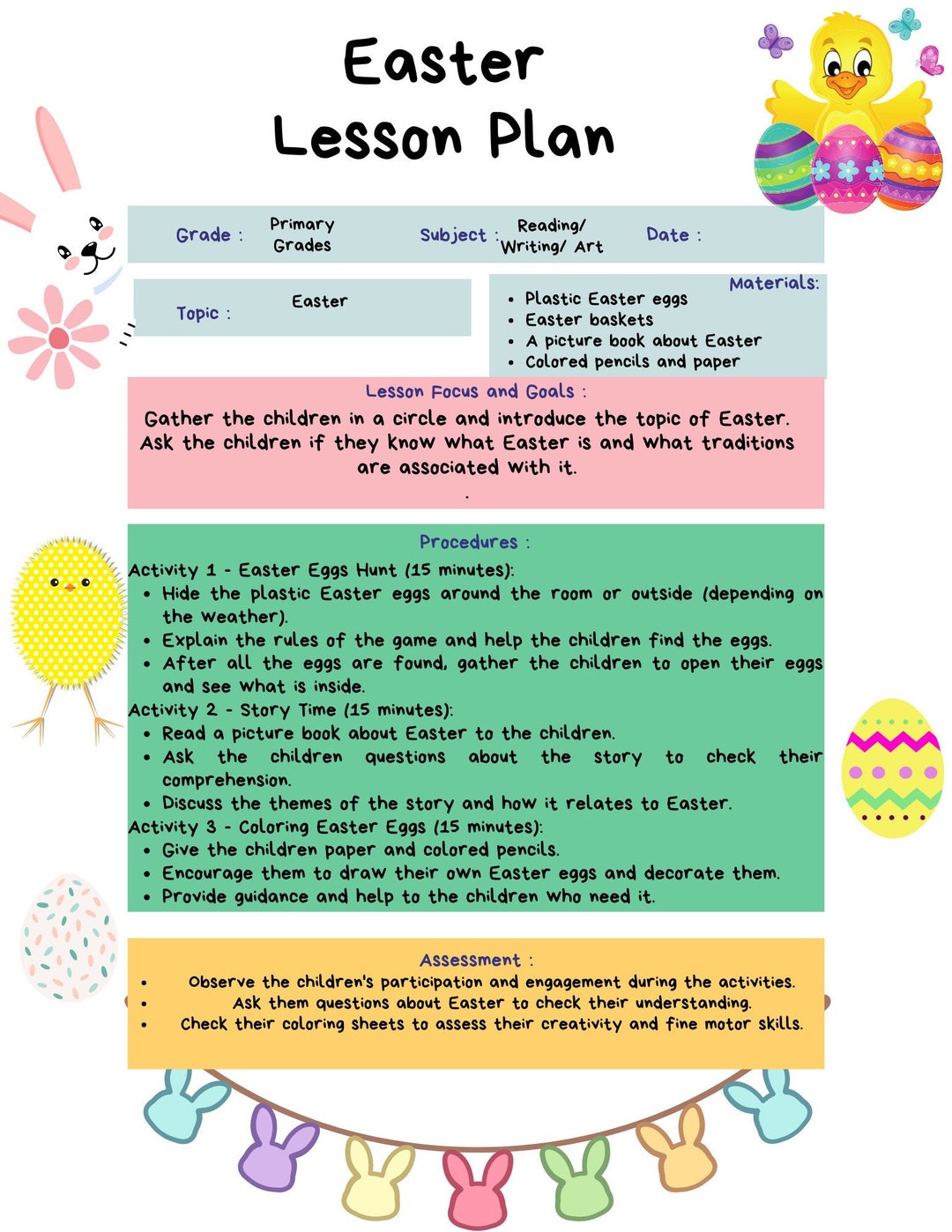 Easter Lesson Plan, Primary Grades Lesson, Easter Stations / Classroom ...
