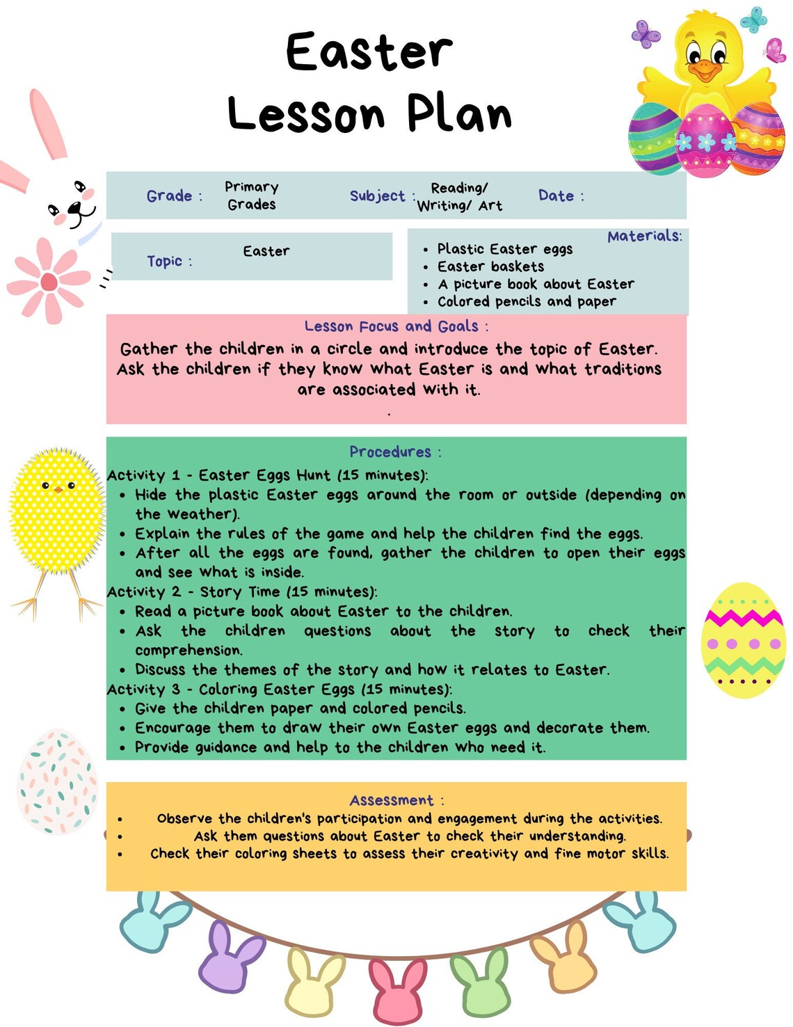 Easter Lesson Plan, Primary Grades Lesson, Easter Stations / Classroom ...