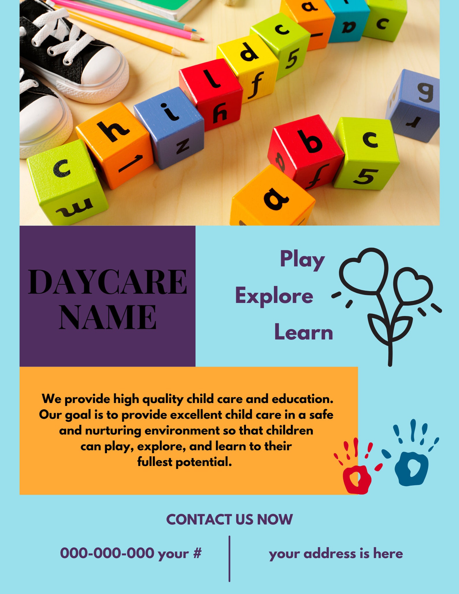 Editable Flyer Child Care Flyer Template, Baby Sitting, Playtime Theme ...