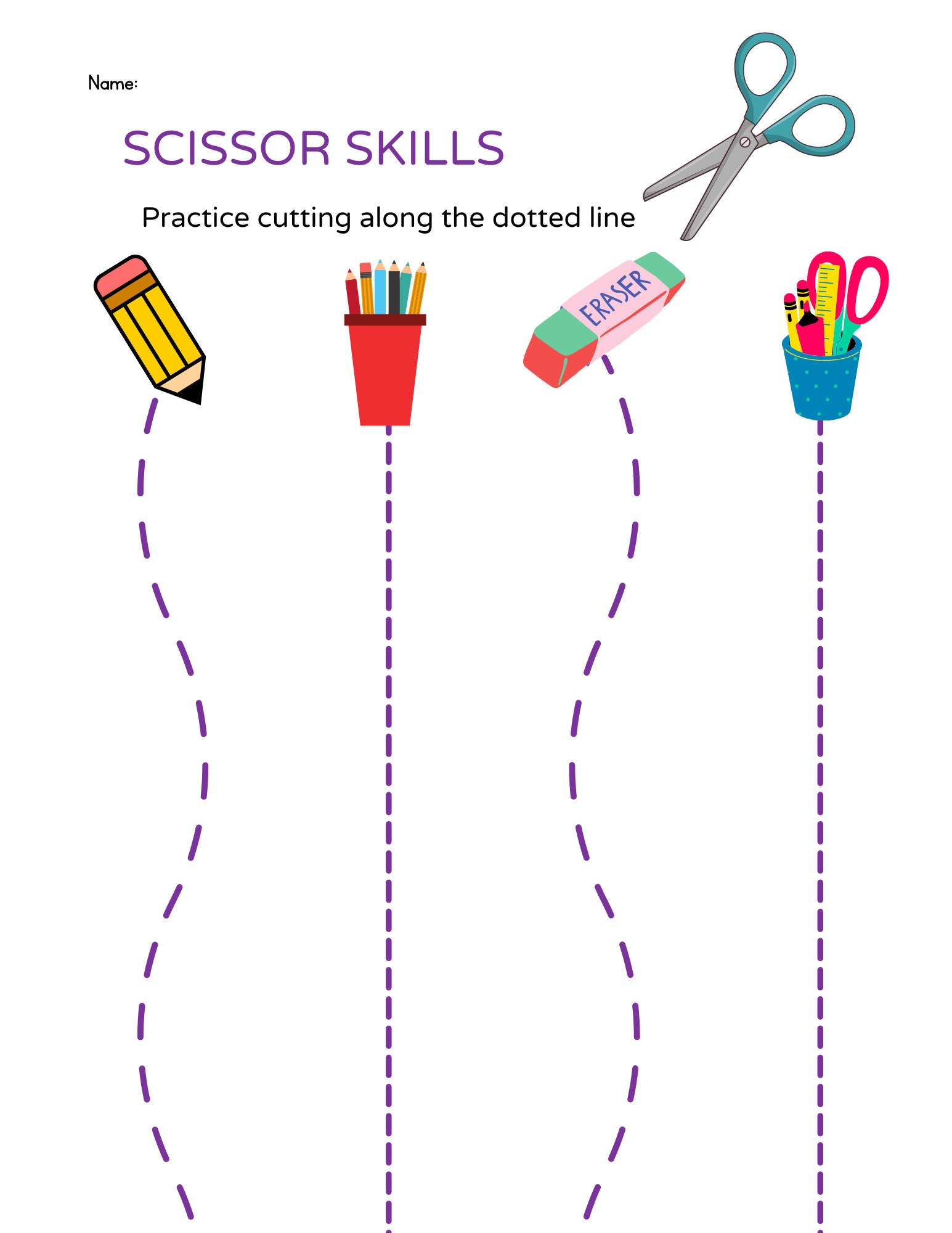 Cutting Practice Worksheet. Scissor Practice, Cuting Practice, Cut ...