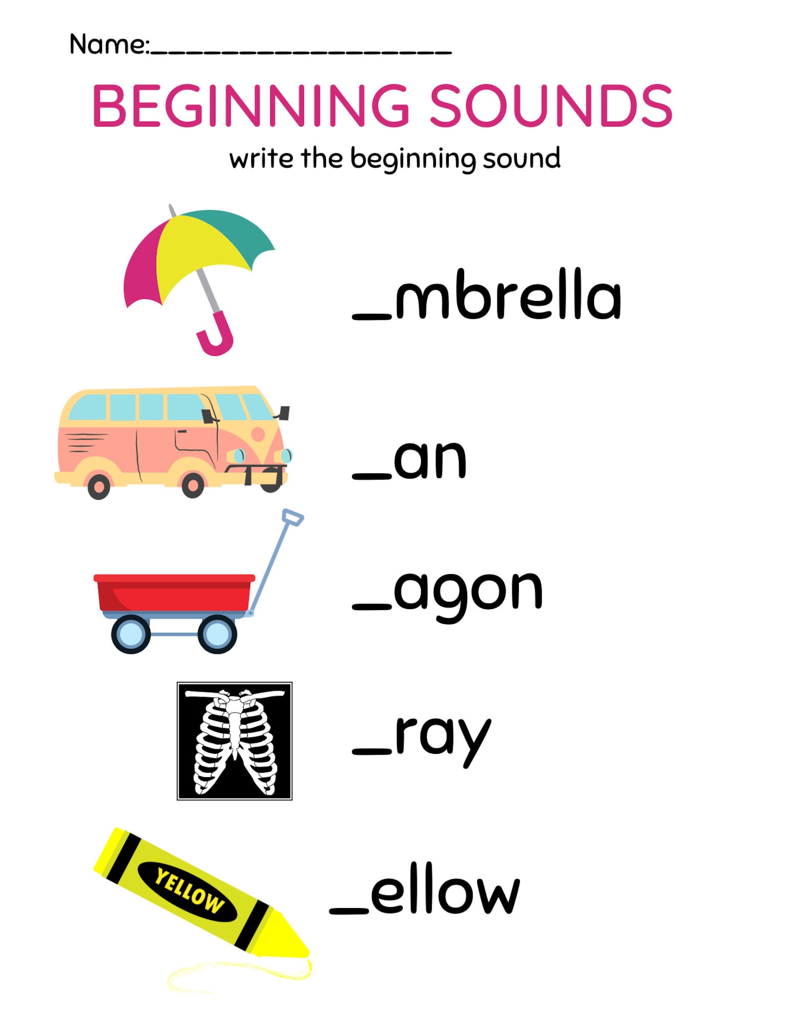 Beginning Sounds Worksheets, A-Z Sounds, Kindergarten, Preschool ...