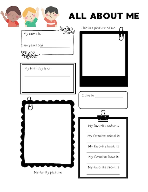 School Printable Printable Page All About Me Kindergarten - Etsy