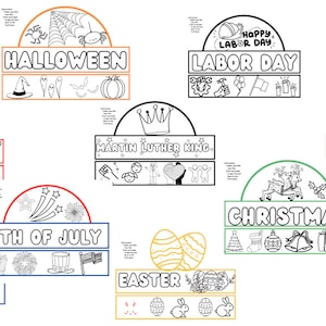 12 Individual Yearly Hats, Printable Hat, Kindergarten, Primary Grades ...