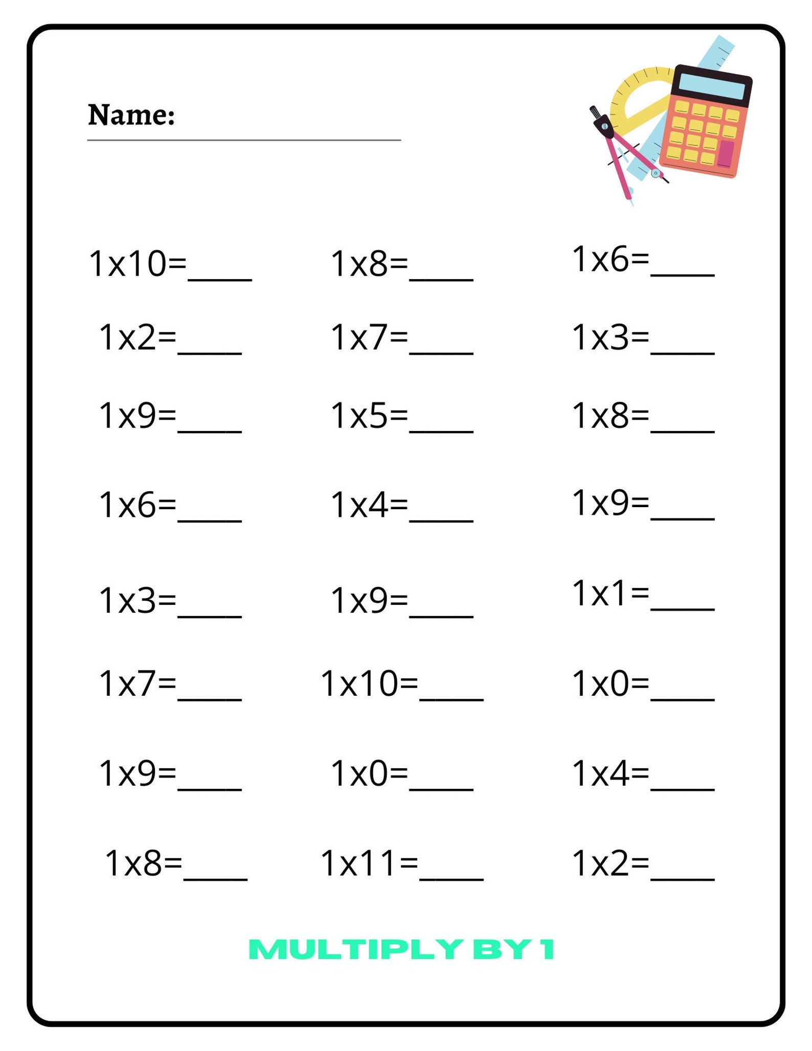 Multiplication Worksheets 1-12 , Multiply Pages, 12 Math Pages ...