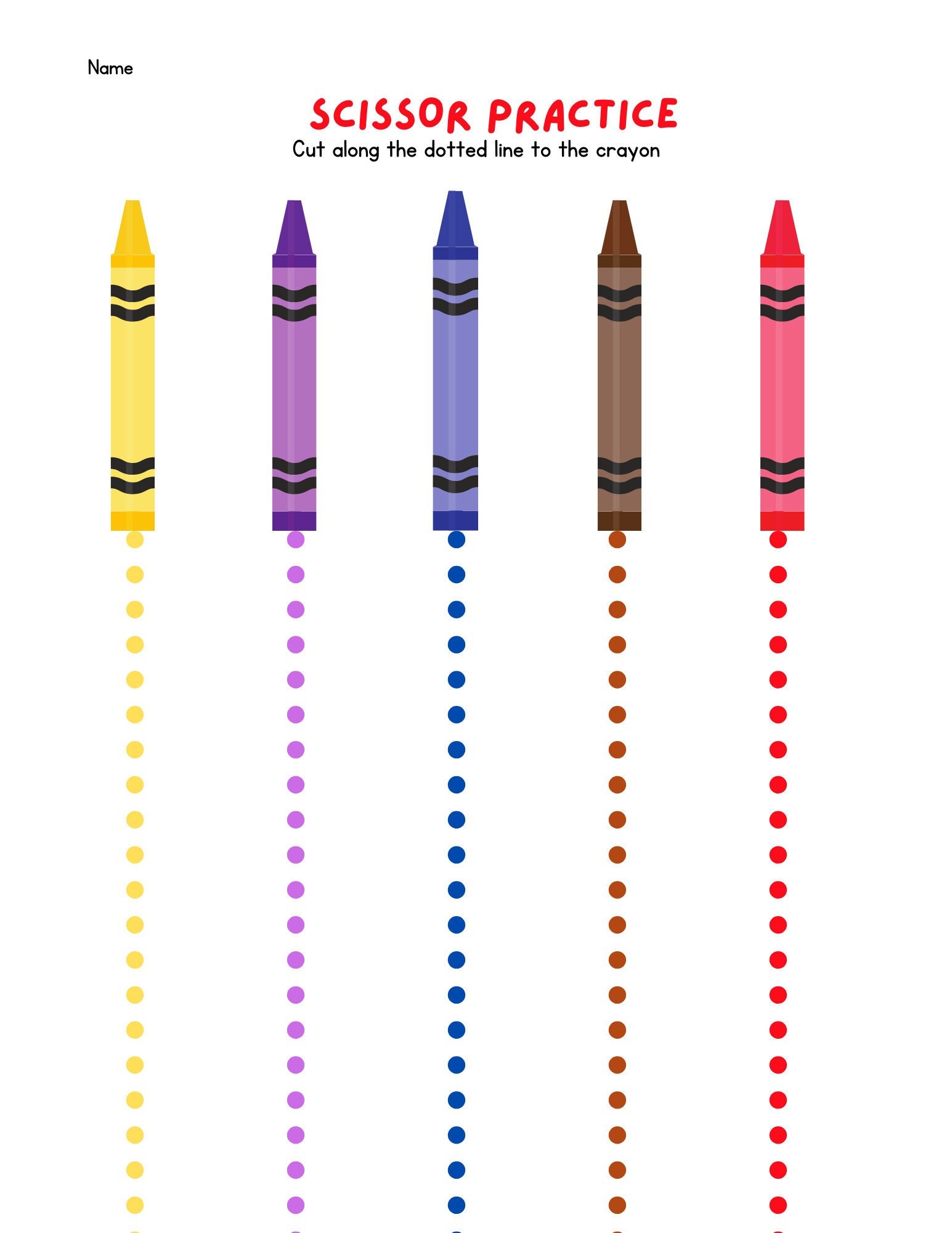 Scissor Practice Worksheet, Practice Cutting Elementary, Cutting ...