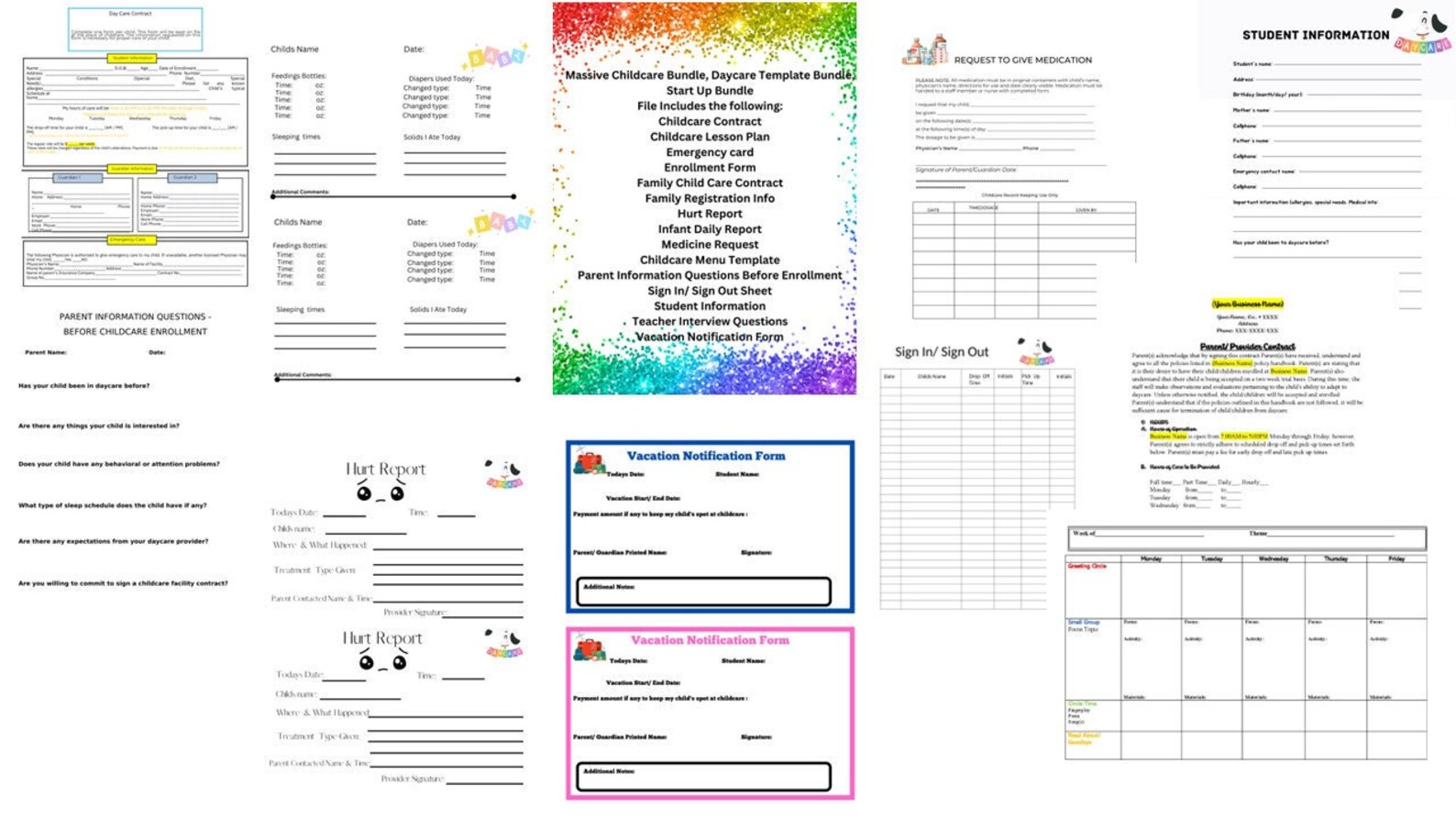 Massive Childcare Bundle, Daycare Template Bundle, Start up Bundle - Etsy