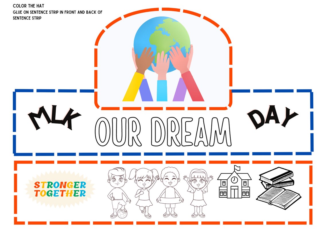 Martin Luther King Hat, Printable Hat, Printable Kids Craft, Kids ...